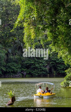 Panama Colon province Portobelo La Represa paddle boat on lake Stock ...