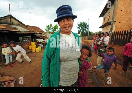 Madagascar, Antsirabe, street scene, grandmother with hat Stock Photo ...