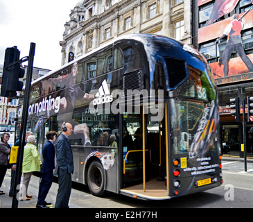 Adidas advertisement on the new Routemaster bus in Central London ...