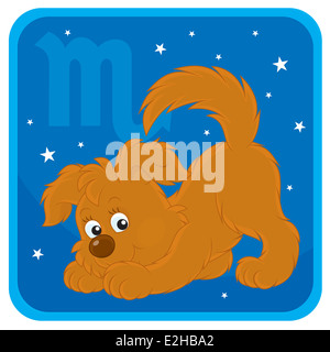 Scorpio Zodiac sign with cartoon dog Stock Photo - Alamy