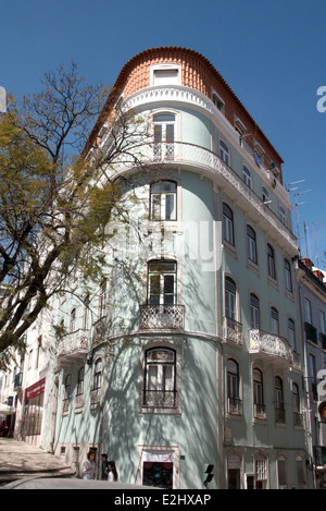 Lisbon, Portugal, Street Scenes, Residential Buildings at Night, Old ...