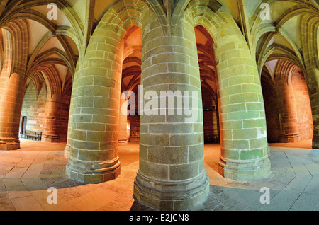 France, Normandy: Detailed view of the Great Pillar Crypt of the Abbey ...