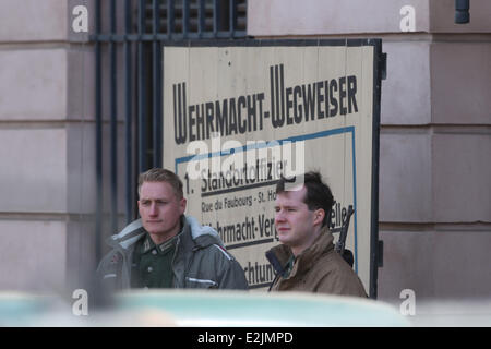 Atmosphere on the set of the movie The Monuments Men at Nikolaiviertel ...