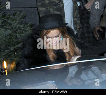 Lindsay Lohan seen leaving Nozomi Restaurant with boyfriend, Josh Chunn ...