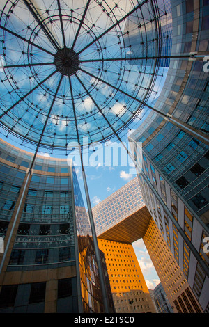 Looking up at a modern architecture building in Mansfield ...