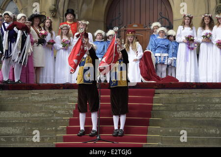 Peebles, UK. 21 June 2014 Peebles Beltane "Red Letter Day" Beltane ...