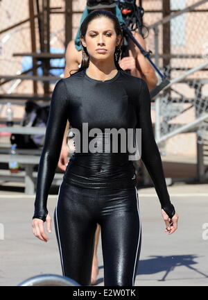 Katherine Webb takes a spill during diving practice Celebrities ...