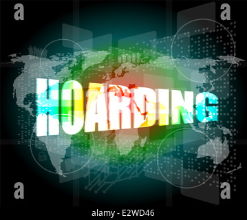 hoarding word on digital touch screen Stock Photo - Alamy