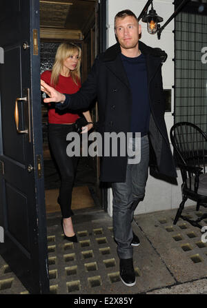 Andrew Flintoff leaves Little House restaurant in Mayfair with his wife ...