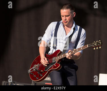 Jamie Cook, guitarist with the Arctic Monkeys performs on stage at the ...