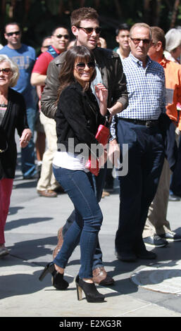 Celebrities arrive at the Los Angeles Kings game at the Staples Center ...