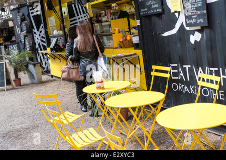 Street food outlets Shoreditch High Street London, United Kingdom Stock ...