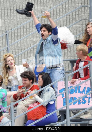Actors on the set of 'Townies' filming on location in Los Angeles ...