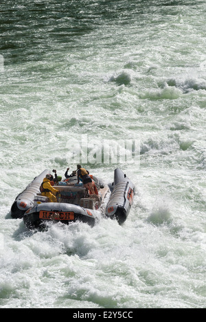Large pontoon motorized raft in Lava Falls, one of the biggest rapids ...