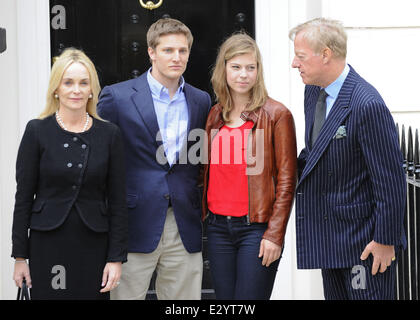 Sir Mark Thatcher with his wife Sarah-Jane and children Michael and ...