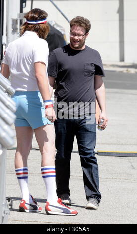 Actor Seth Rogen was spotted being goofy on the set of his movie "The ...