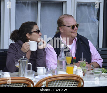 Chef Mario Batali out to brunch with his wife at The Standard Grill in ...