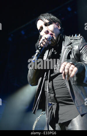 Marilyn Manson performing at the Gibson Ampitheatre Featuring: Marilyn ...