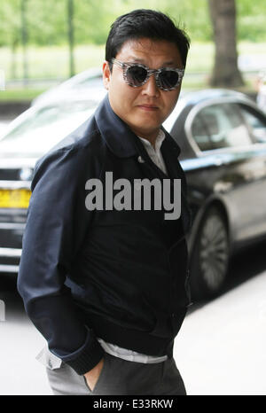 South Korean singer PSY arriving at his hotel Featuring: PSY,Park Jae ...