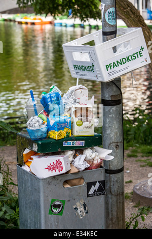 Overcrowded, public trash cans, deposit box Stock Photo - Alamy