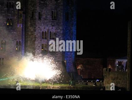 Fireworks explode over Alnwick Castle to celebrate the wedding of Lady ...