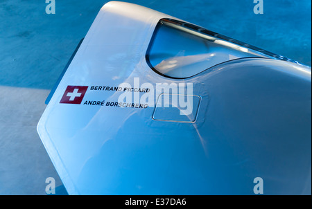 Detail of the spectacular solar powered aircraft "Solar Impulse 2" (SI2 ...