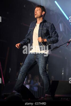 Blur performing live at the Royal Hospital Featuring: Damon Albarn,Blur ...