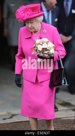 The Queen outside the National Theatre Featuring: Queen Elizabeth II ...