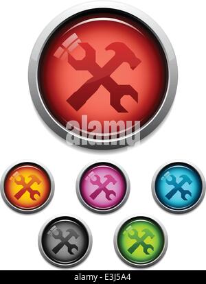 Tools Icon Set. Glossy Button Design. Vector Illustration Stock Vector ...