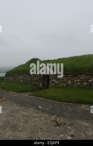 Replica viking longhouse Haroldswick Unst Shetland Scotland June 2014 ...