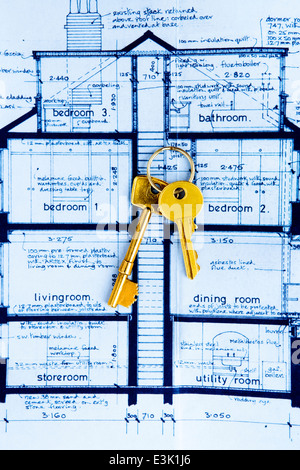 Keys on a Floor Plan Stock Photo - Alamy