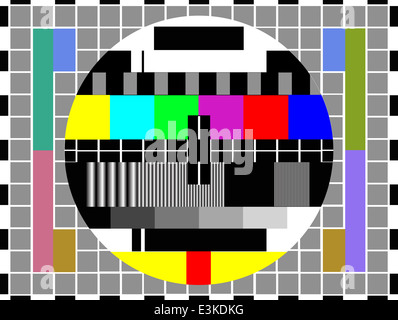 Old TV set with NTSC tv pattern signal for test purposes, 3D rendering ...