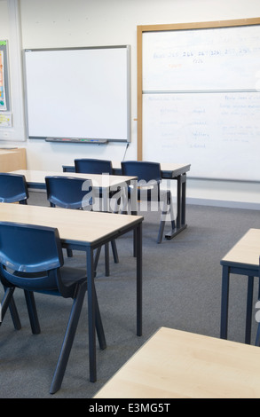 Interior of a classroom in a modern secondary school with desks, chairs ...