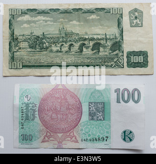 Czech money - banknotes 100 Kčs from 1961 and 100 Kč actual valid Stock ...