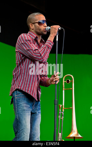 TROY ANDREWS know as TROMBONE SHORTY performs with his band on the ...