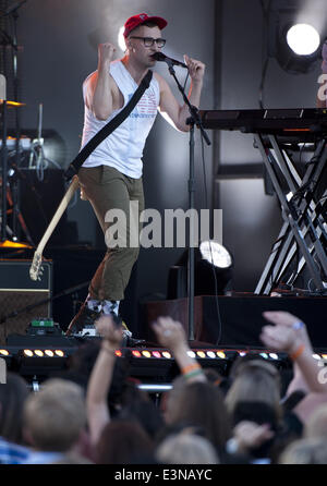 The American indie pop band Bleachers performs a live concert at ...