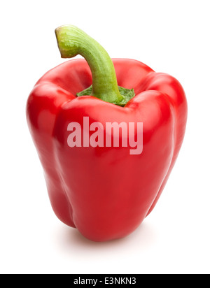 Single red bell pepper isolated on white Stock Photo - Alamy