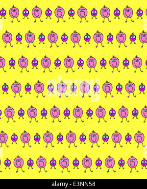 Illustration of cartoon face on a repetitive wallpaper design Stock ...