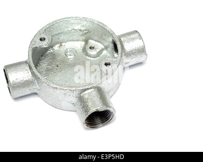 A galvanised steel conduit three way box for use with electrical ...