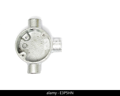 A galvanised steel conduit three way box for use with electrical ...