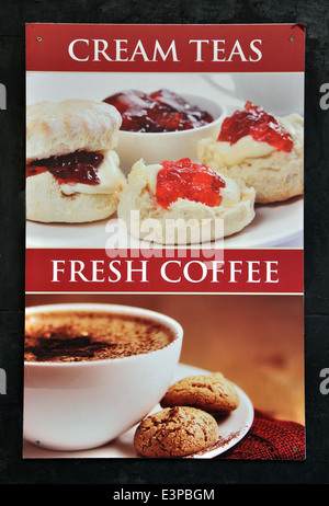Cream Teas cafe sign Cornwall Stock Photo - Alamy