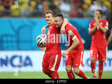 Switzerland's Xherdan Shaqiri celebrates after scoring his sides second ...