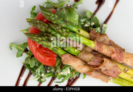 Sparrowgrass with bacon and salad, 13 June 2014 in Hamburg Stock Photo ...