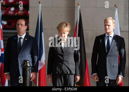 Yper, Belgium. 26th June, 2014. French President Francois Hollande (L ...