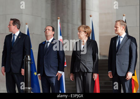 Yper, Belgium. 26th June, 2014. French President Francois Hollande (L ...