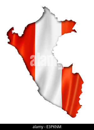Map of Peru with waving flag isolated on white Stock Photo - Alamy