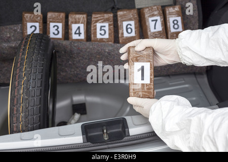 Hidden drugs in a vehicle compartment Stock Photo - Alamy