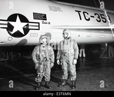 Convair TF-102A Delta Dagger, trainer of the 32 TFS, on the platform ...