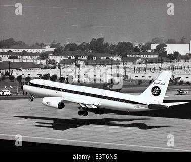 The Convair 990, a commercial airliner known for its speed, is shown in ...