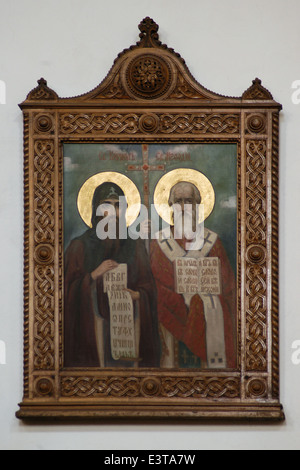 Orthodox icon of Saints Cyril and Methodius. Patriarch Bartholomew I of ...